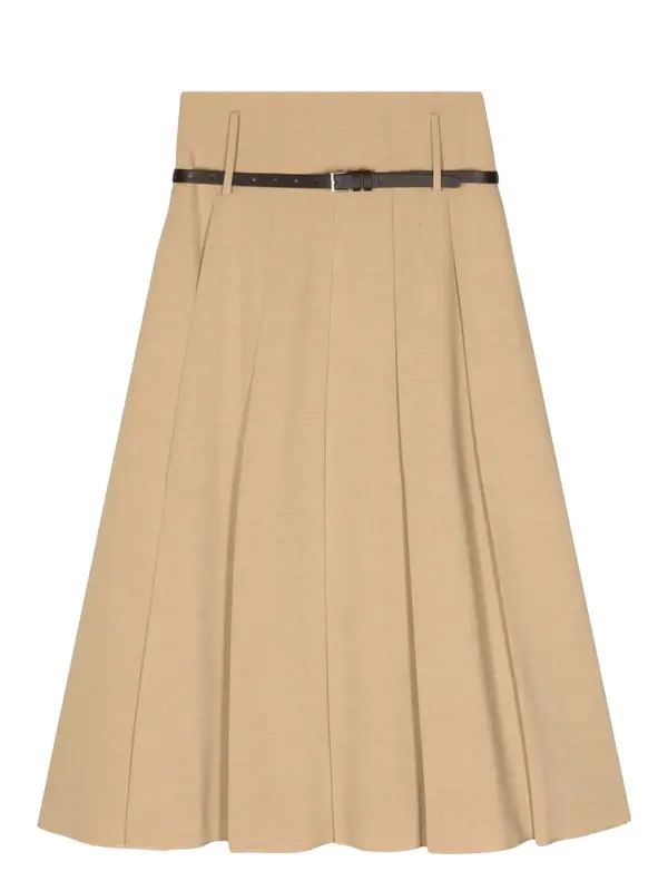 REJINA PYO Odette Belted Pleated Midi Skirt - Brown