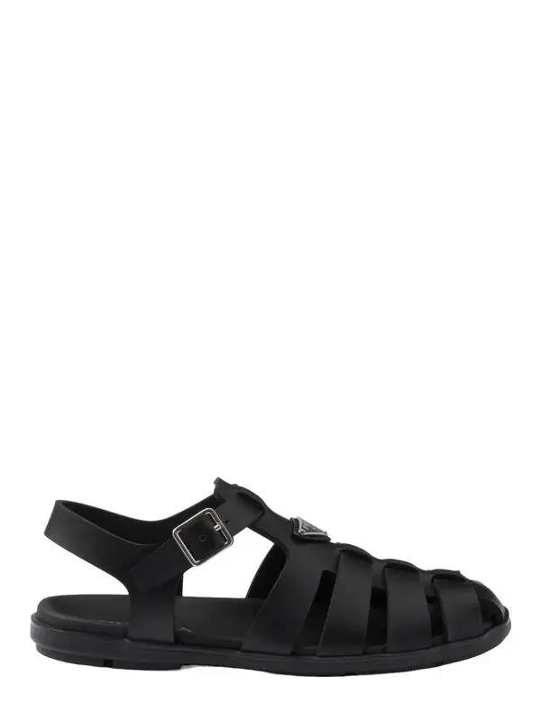 Prada Triangle Logo Sandals - Black