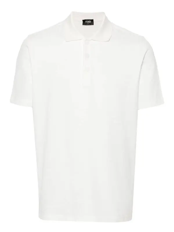 Fendi Ff-pattern Cotton Polo Shirt - White