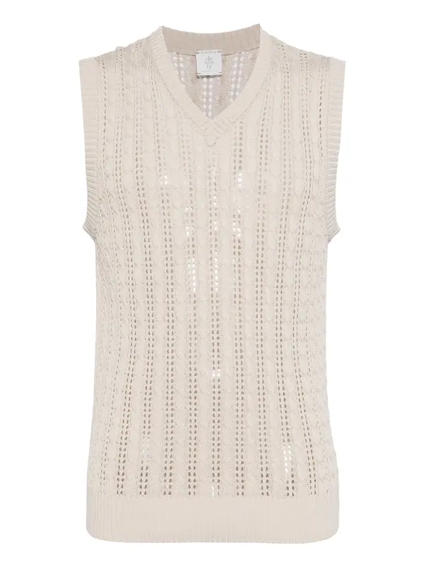 Eleventy Knitted Cotton Vest - Neutrals
