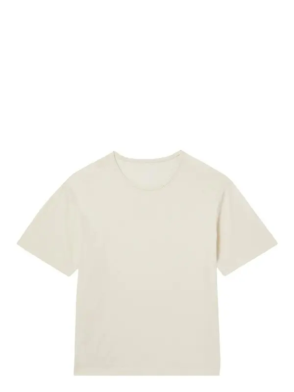 STOFFA Cotton And Silk-blend Piqué T-shirt - Neutrals