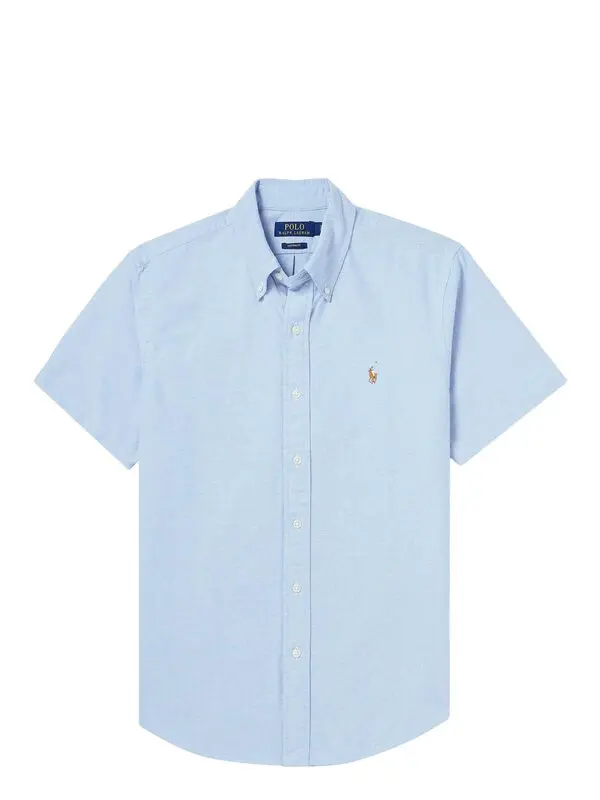 Polo Ralph Lauren Button Down-collar Logo-embroidered Cotton Oxford Shirt - Blue