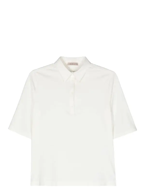 BLANCA VITA Platy Short-sleeve Polo Top - Neutrals