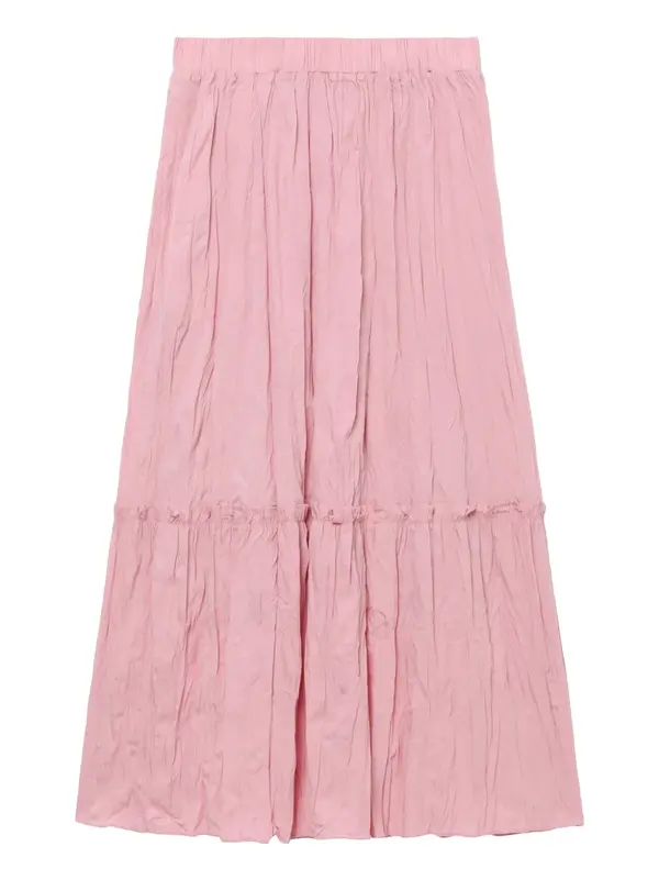 TOUT A COUP A-line Tiered Midi Skirt - Pink