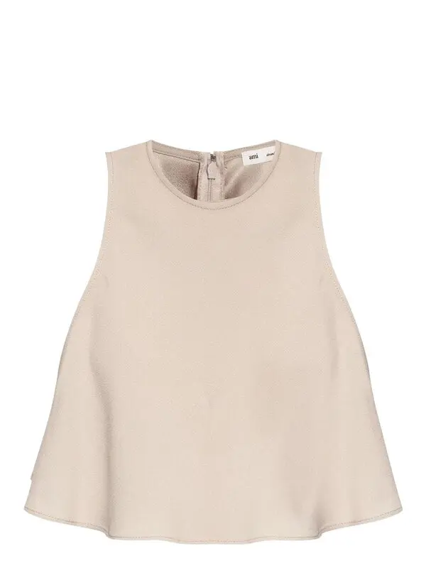 Ami Flared Godet Top - Neutrals
