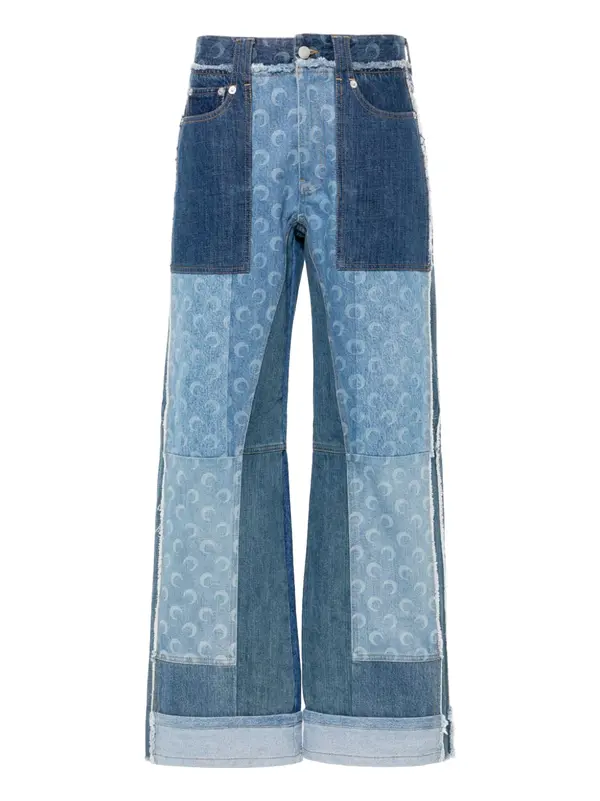 MARINE SERRE Patchwork Straight-leg Jeans - Blue