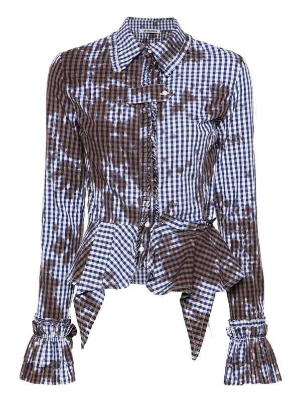 Ottolinger Stained Gingham Ruffled Shirt - Blue