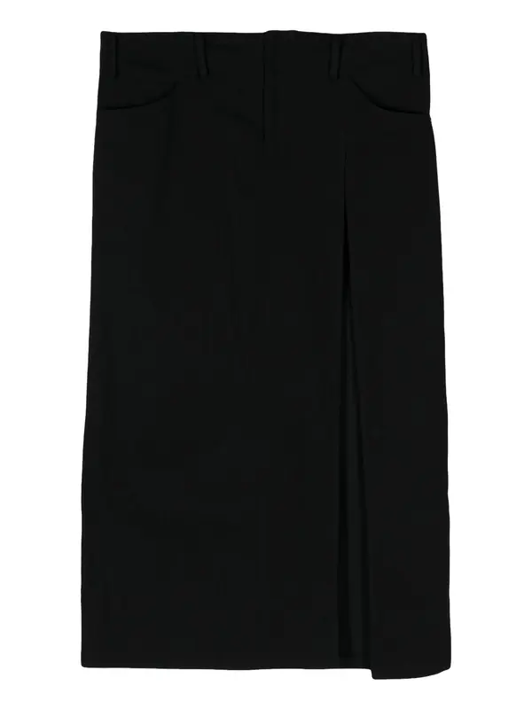 Yohji Yamamoto Side-slit Denim Maxi Skirt - Black