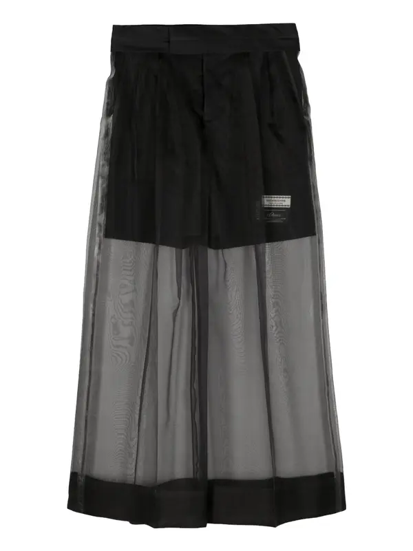 UNDERCOVERISM Silk-overlay Wide-leg Trousers - Black