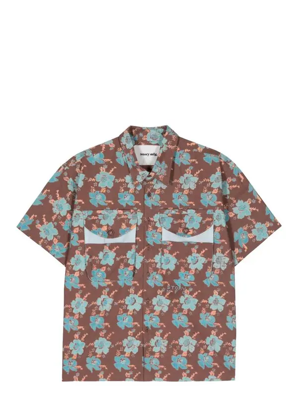 STORY MFG. Floral-print Cotton Shirt - Brown