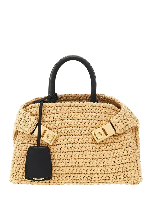 FERRAGAMO Hug Mini Raffia Bag - Neutrals