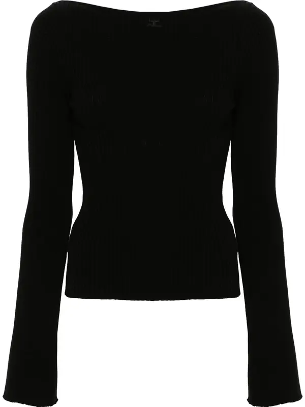 COURREGES Ribbed-knit Top - Black
