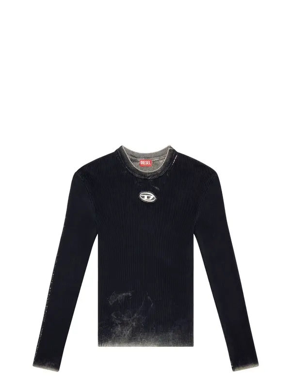 Diesel Appliqué-logo Ribbed Top - Black