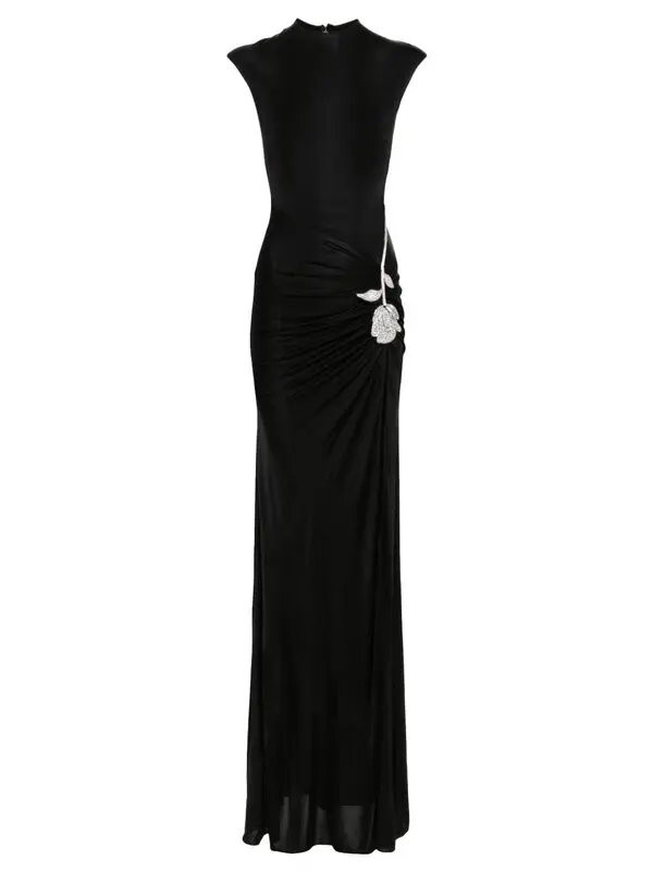 David Koma Crystal-embellished Jersey Gown - Black
