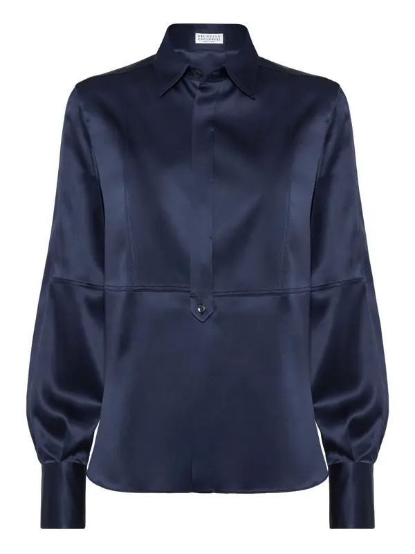 Brunello Cucinelli Stretch-silk Shirt - Blue
