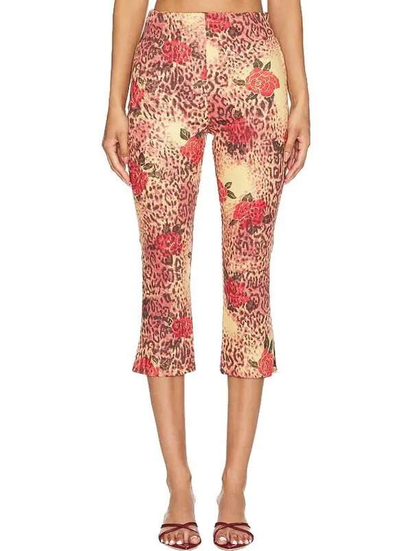 EB DENIM X Split Hem Capri - Rose Leopard