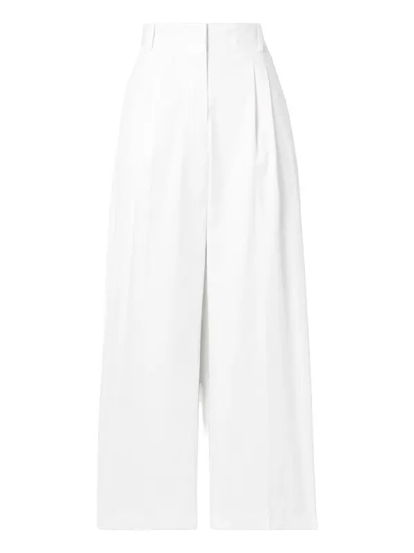 RÓHE Pleated Wide-leg Cotton Trousers - White