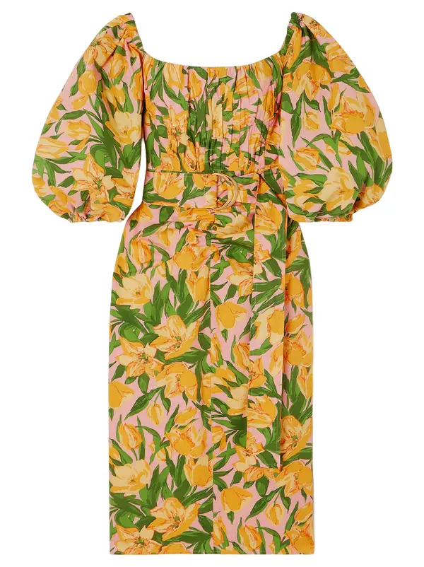 Carolina Herrera Floral-print Stretch-cotton Midi Dress - Yellow