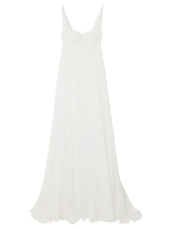 Costarellos Semeli Lace-trimmed Gown - Off-white