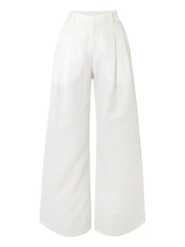 Brunello Cucinelli Pleated High-rise Wide-leg Jeans - White