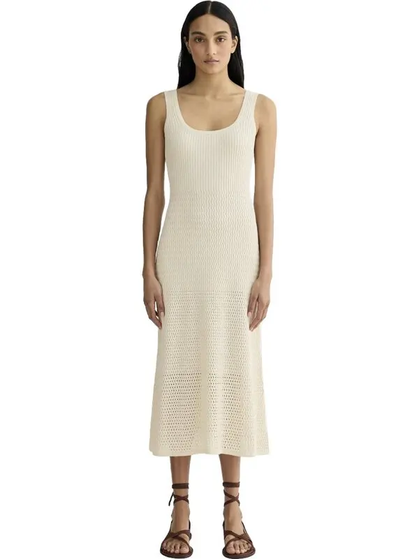 Everlane Crochet Knit Tank Midi Dress - Birch