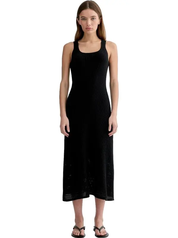 Everlane Crochet Knit Tank Top Dress - Black