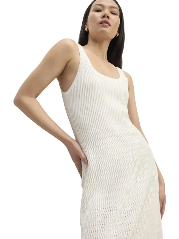 Everlane Crochet Knit Tank Top Dress - Bone