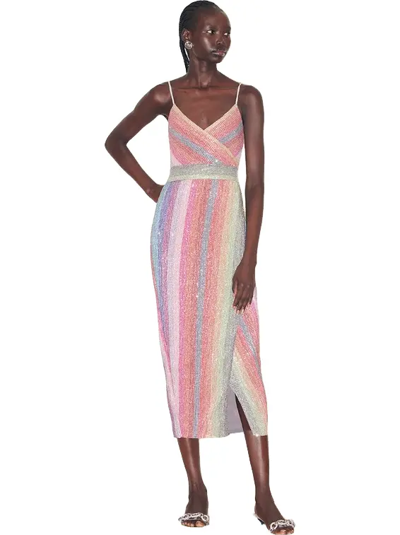 Saylor Meghan Metallic Midi Dress - Stripe