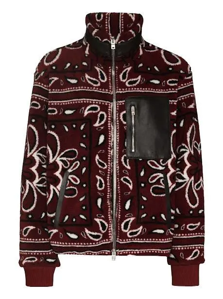 Amiri Bandana Fleece Jacket - Red/black