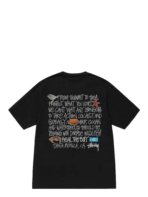 StÜssy Heal The Bay Pigment Dyed Summit To Sea Tee Shirt - Black