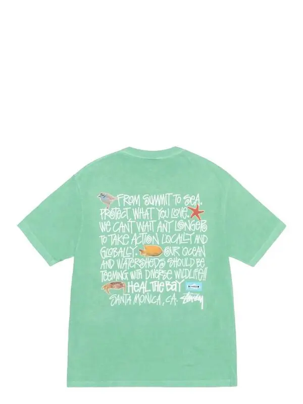 StÜssy Heal The Bay Pigment Dyed Summit To Sea Tee Shirt - Seafoam