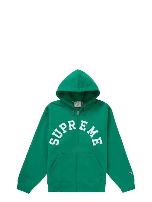 Supreme Champion Zip Up Hooded Sweatshirt - Green