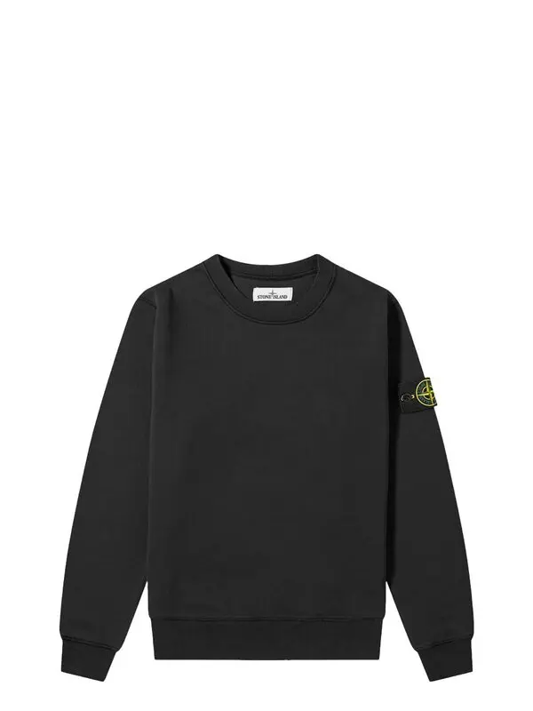 Stone Island Garment Dyed Cotton Crewneck Sweatshirt - Black