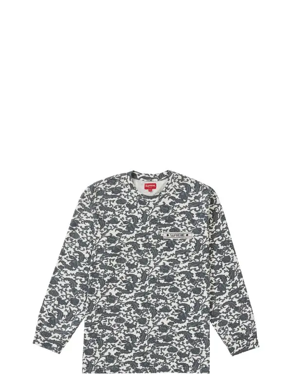 Supreme Damask Long Sleeve Top - Black