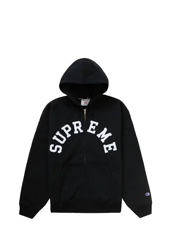 Supreme Champion Zip Up Hooded Sweatshirt - Black