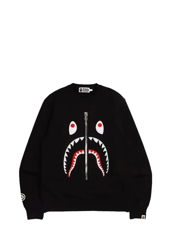BAPE Patched Shark Crewneck Sweatshirt - Black