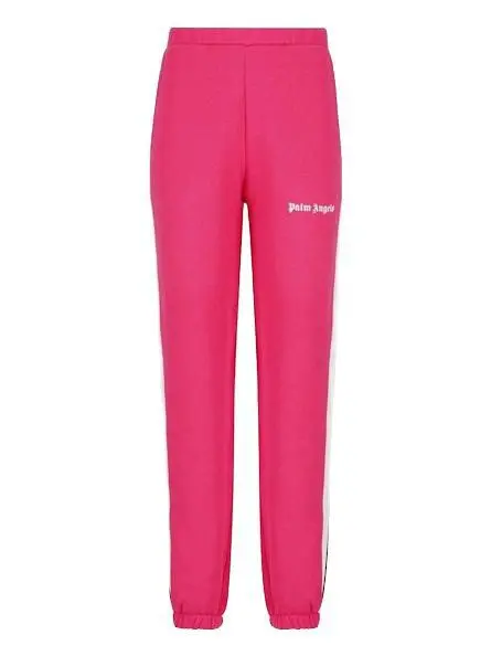 Palm Angels Logo Printed High Waist Pants - Pink