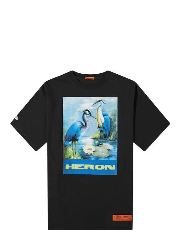 Heron Preston Heron Print Oversized Tshirt/in - Black/blue