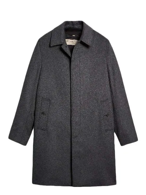 Burberry Wool Cashmere Blend Car Coat With Detachable Gilet - Dark Grey