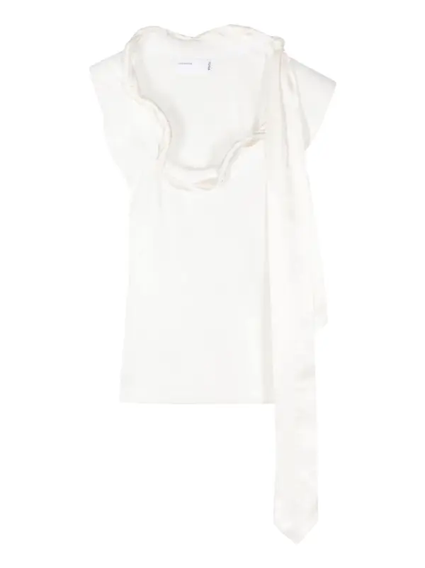Toga Scarf-detail Ruffle-trim Blouse - White