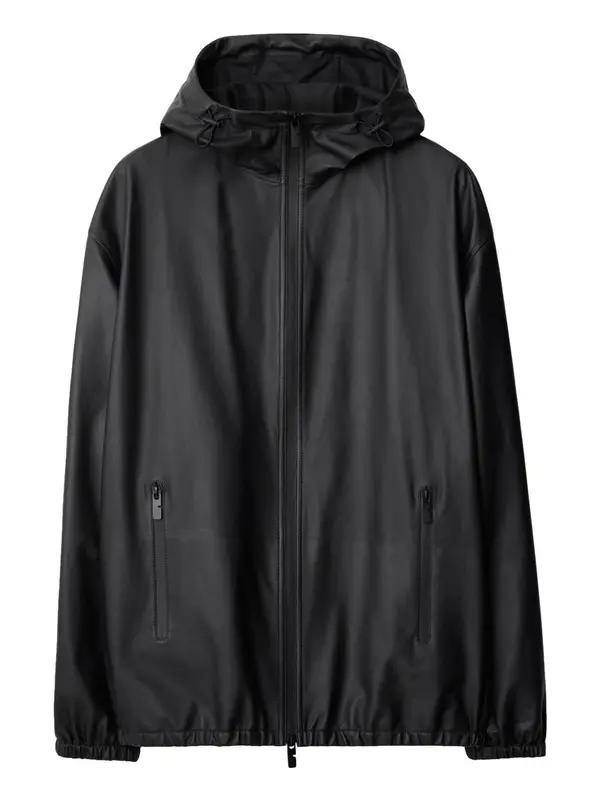 Burberry Hooded Leather Jacket - Black