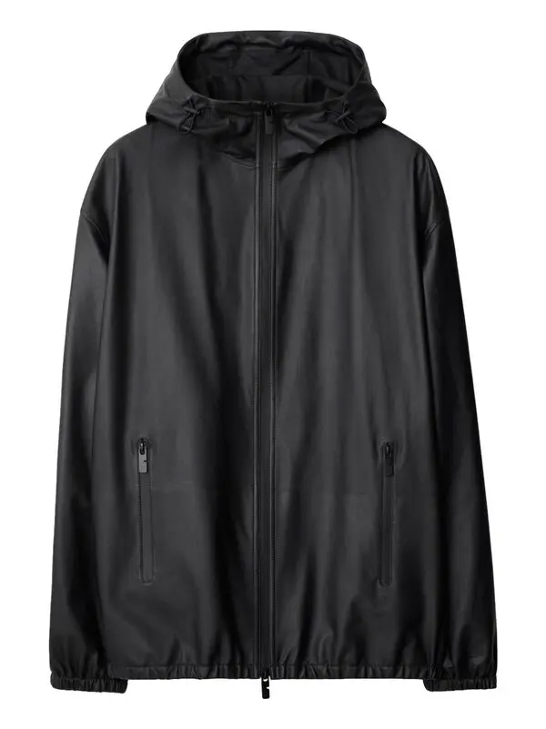 Burberry Hooded Leather Jacket - Black