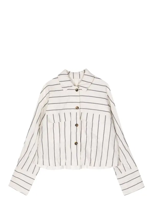 FORME D'EXPRESSION Striped Shirt Jacket - Neutrals