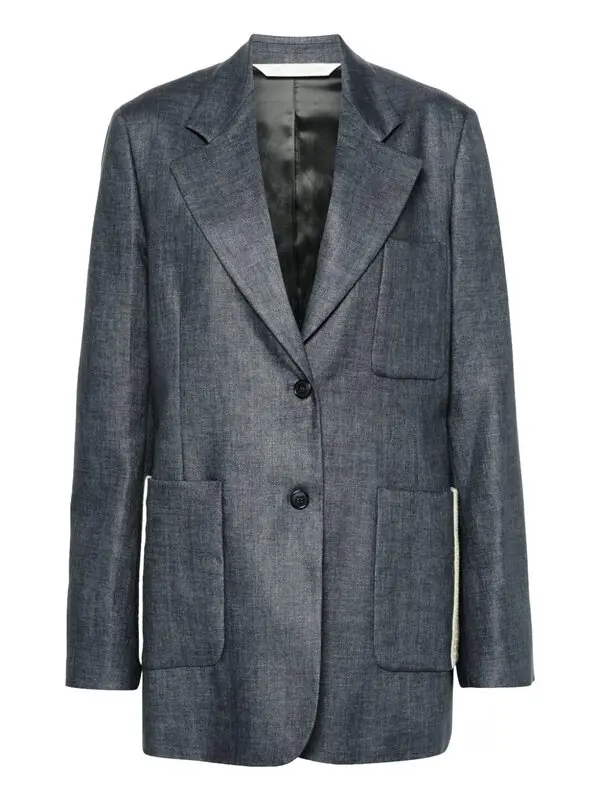 Palm Angels Single-breasted Linen Blazer - Grey