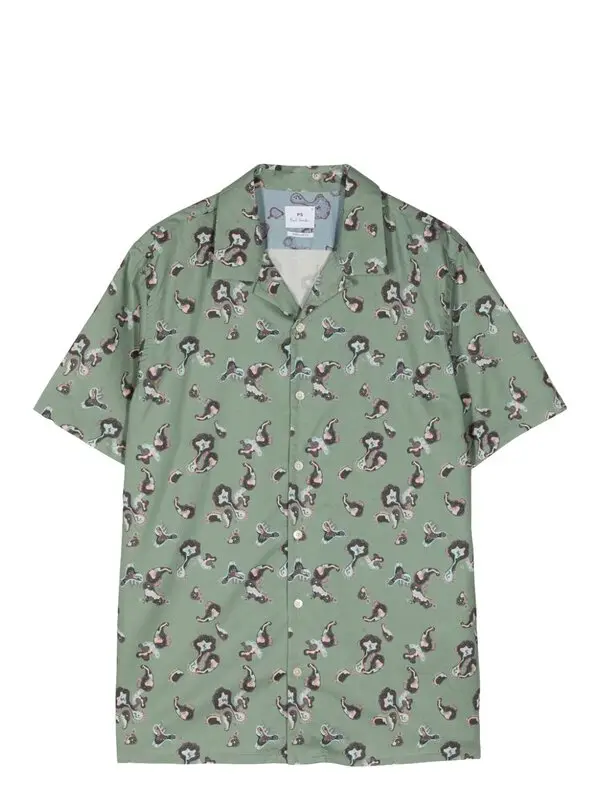 Paul Smith Graphic-print Organic Cotton Shirt - Green