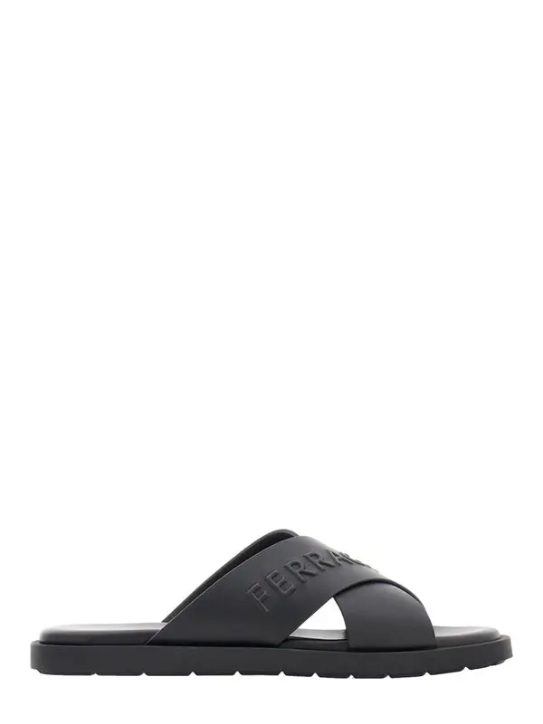 FERRAGAMO Crossover-strap Leather Sandals - Black