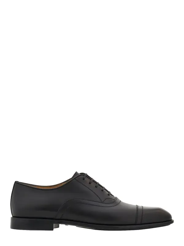 FERRAGAMO Toecapped Leather Oxford Shoes - Black