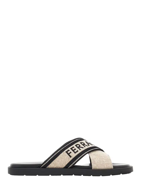 FERRAGAMO Crossover-strap Cotton Sandals - Neutrals