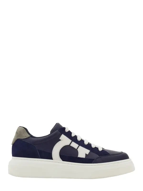 FERRAGAMO Gancini Leather Sneakers - Blue
