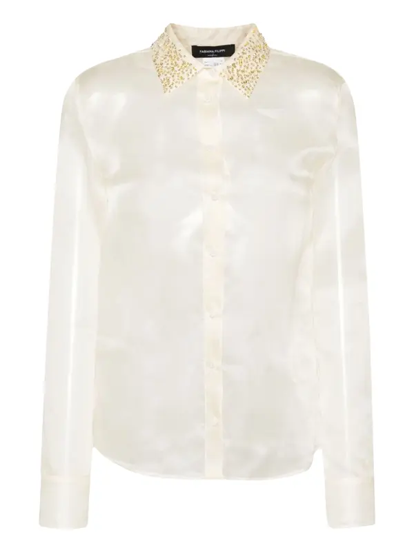 Fabiana Filippi Crystal-embellished Silk Shirt - Neutrals